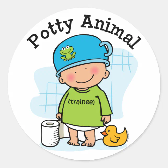 Potty Animal Boy Sticker | Zazzle