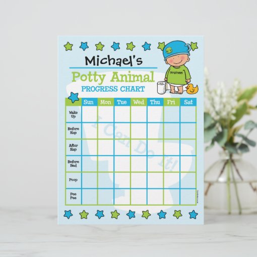 Potty Animal Boy Training Chart | Zazzle