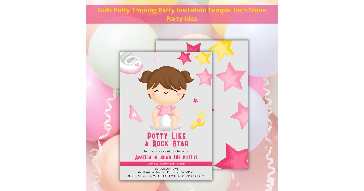 Potty Like A Rock Star Girls Pee Training Party Invitation | Zazzle