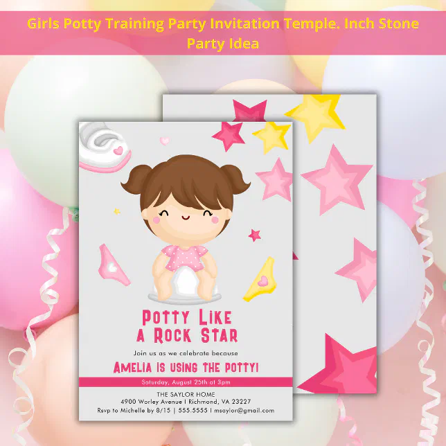 Potty Like A Rock Star Girls Pee Training Party Invitation | Zazzle