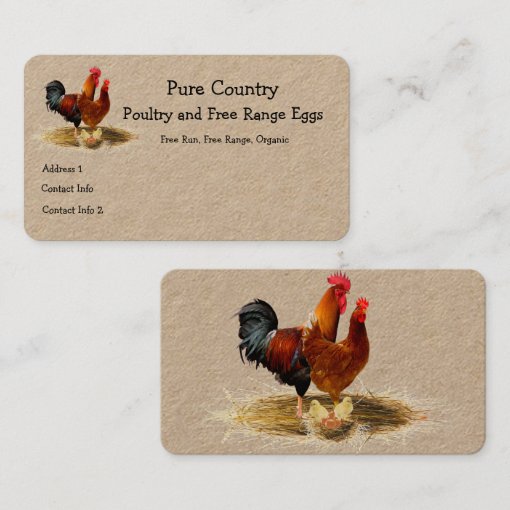 Poultry, Chicken, Eggs Free Run, Organic Business Card | Zazzle