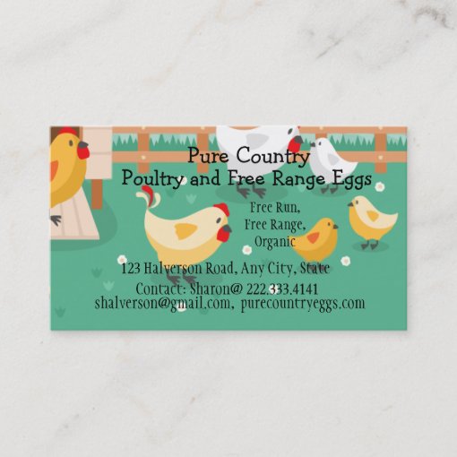 Poultry, Chicken Farm Eggs Free Run, Organic Business Card | Zazzle