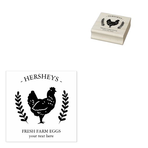 Poultry Farm Custom Fresh Eggs Wood Art Stamp | Zazzle