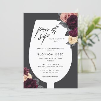 Pour and Sip Candle Making Party Invitation | Zazzle