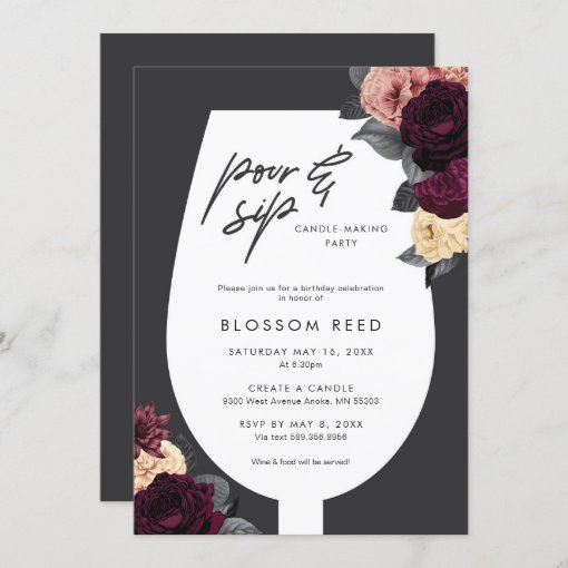 Pour and Sip Candle Making Party Invitation | Zazzle
