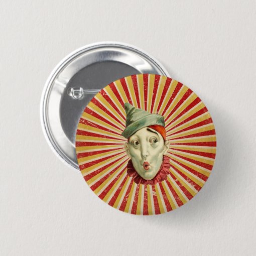 Pouting Vintage Circus Clown Button | Zazzle