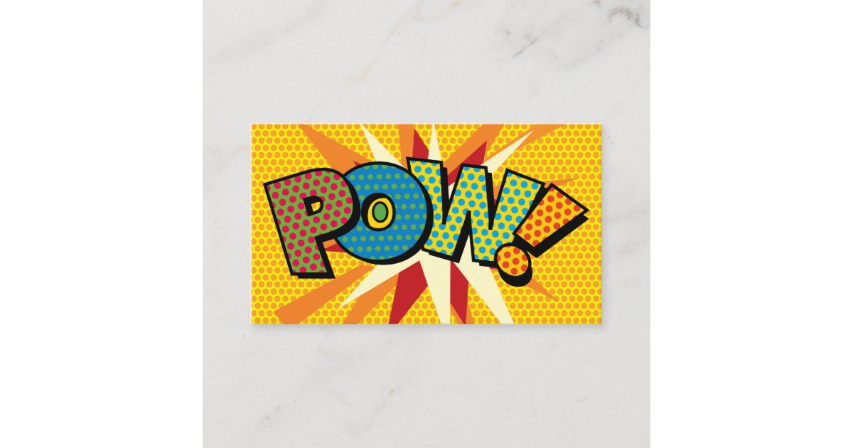 POW Fun Retro Comic Book Business Card | Zazzle