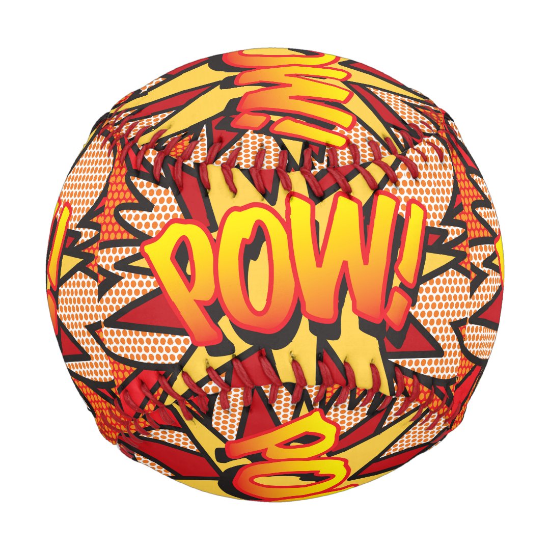 POW Fun Retro Comic Book Pop Art Baseball | Zazzle
