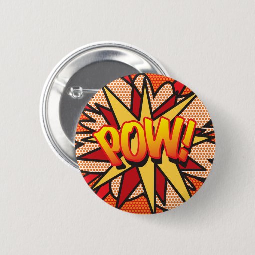 POW Fun Retro Comic Book Pop Art Pinback Button | Zazzle