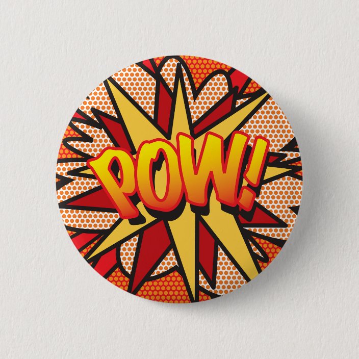 POW Fun Retro Comic Book Pop Art Pinback Button | Zazzle.com