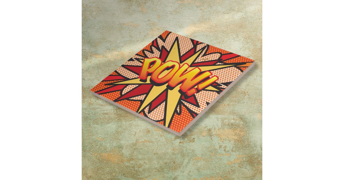 POW Fun Retro Comic Book Pop Art Tile | Zazzle