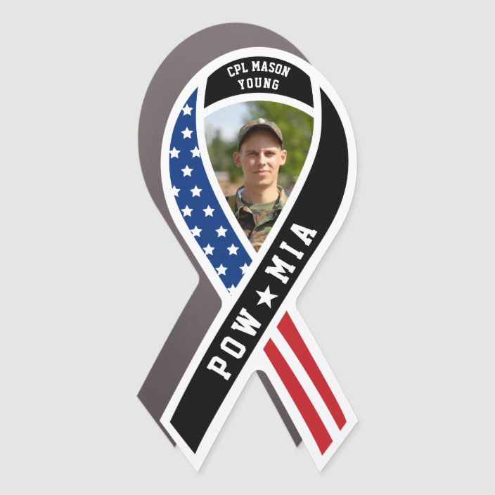 POW/MIA Black Ribbon Flag Custom Photo Car Magnet | Zazzle.com