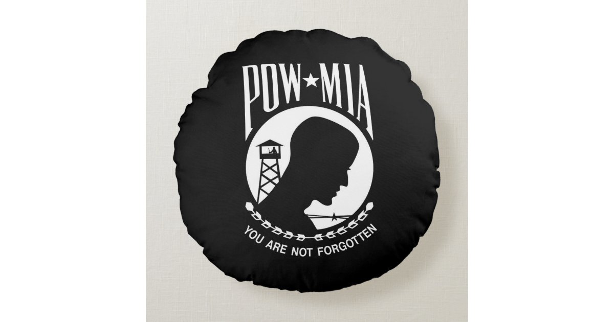 POW MIA Flag: Missing Soldiers of Vietnam War, WW2 Round Pillow | Zazzle