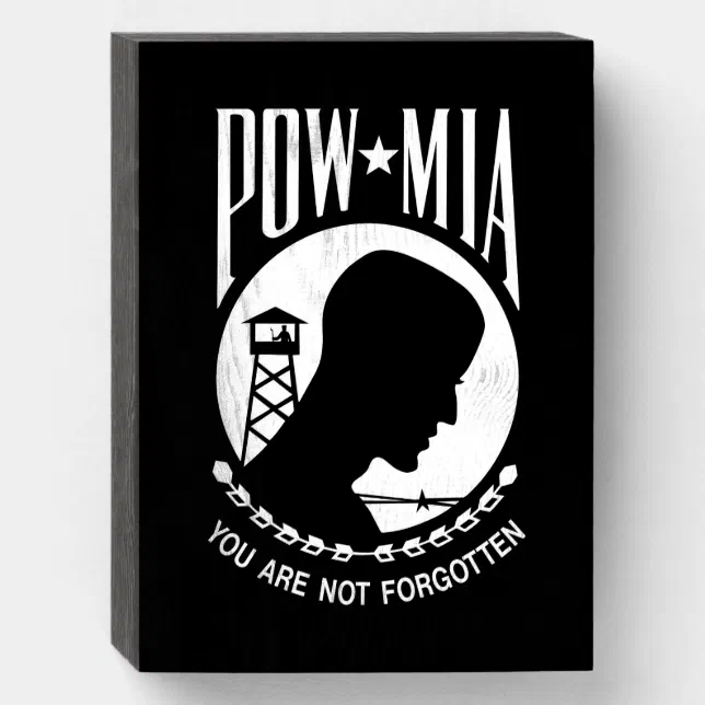 POW MIA Flag: Missing Soldiers of Vietnam War, WW2 Wooden Box Sign | Zazzle