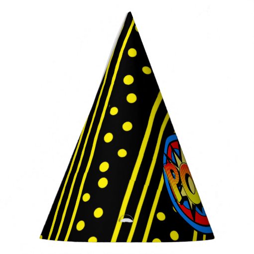 Pow Pop Art Cartoon Superpower Birthday Hat | Zazzle