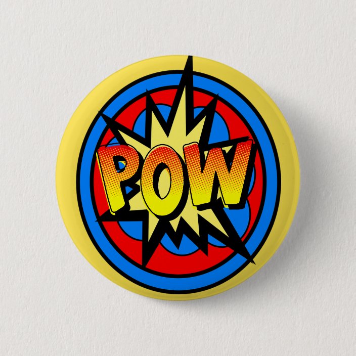 Pow Superhero Cartoon Button | Zazzle.com