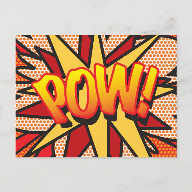 POW Your Message Speech Bubble Fun Retro Announcement Postcard | Zazzle