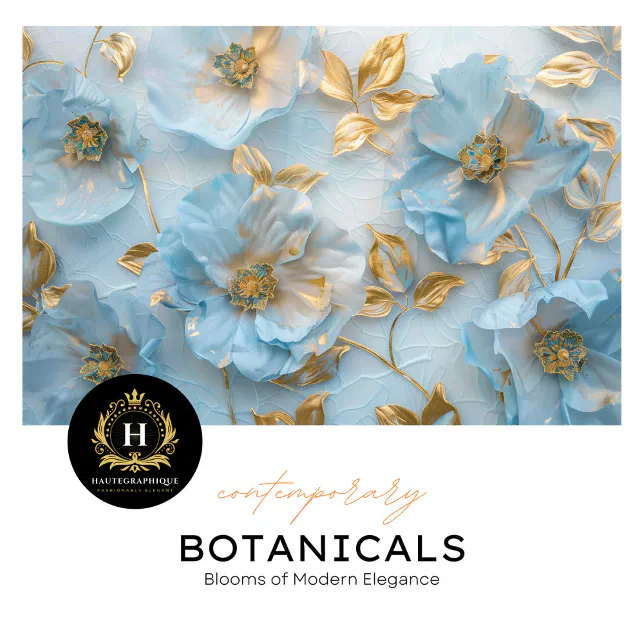 Powder Blue and Gold Floral Tissue Paper | Zazzle