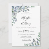 Powder Blue Botanical Floral Wedding Invitation | Zazzle