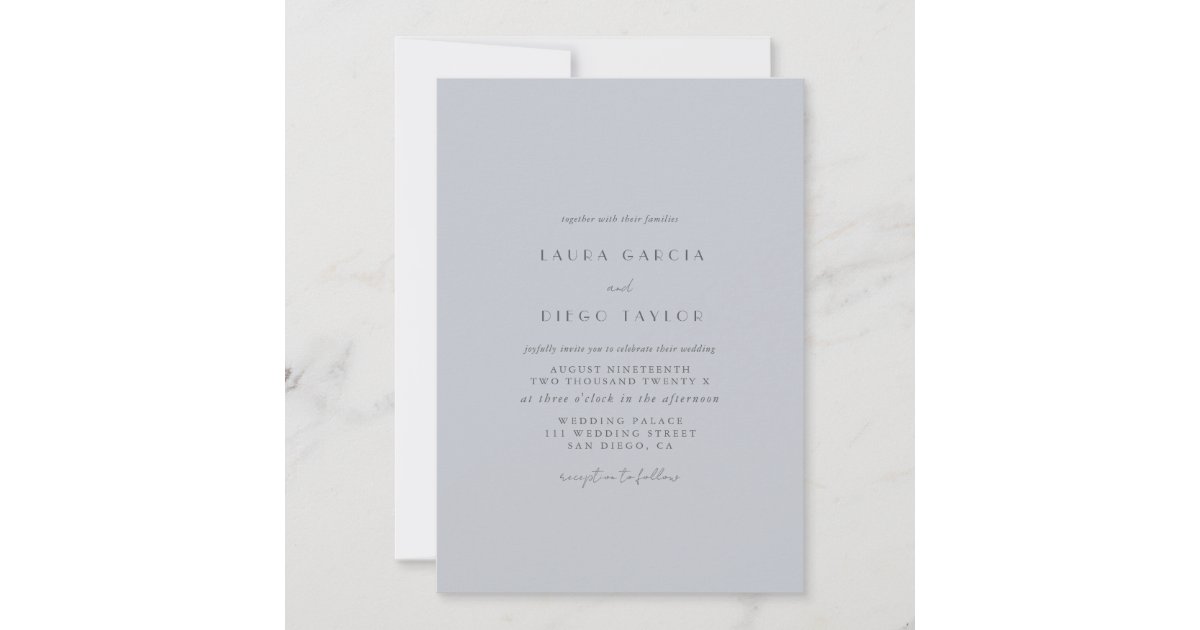 Powder Blue Simple Elegant Wedding Invitation | Zazzle