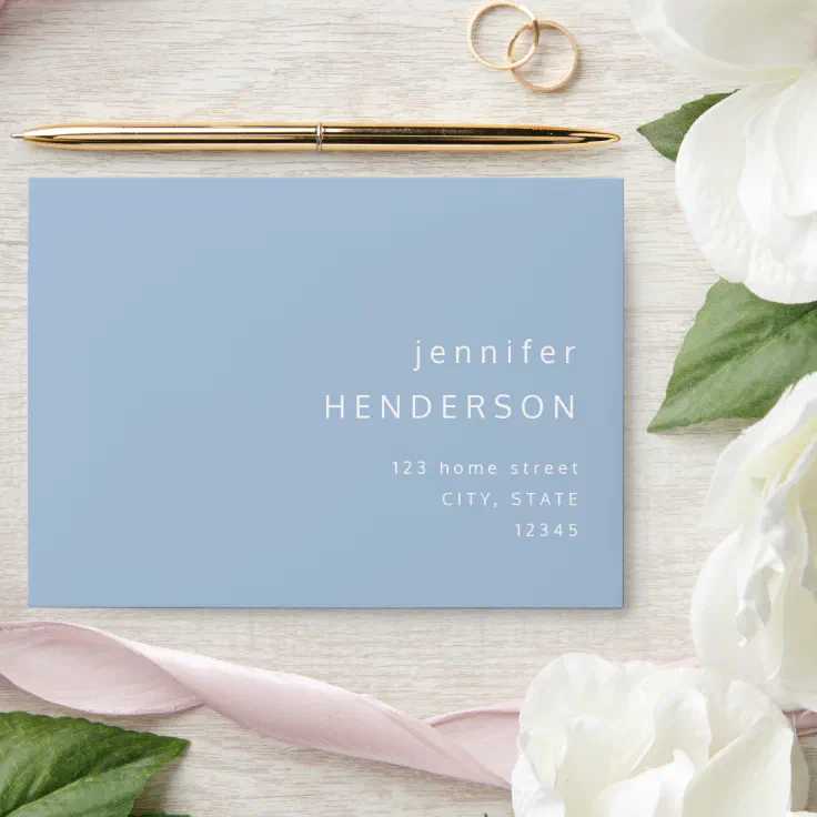 Powder Blue Simple Minimalist Typography Envelope | Zazzle
