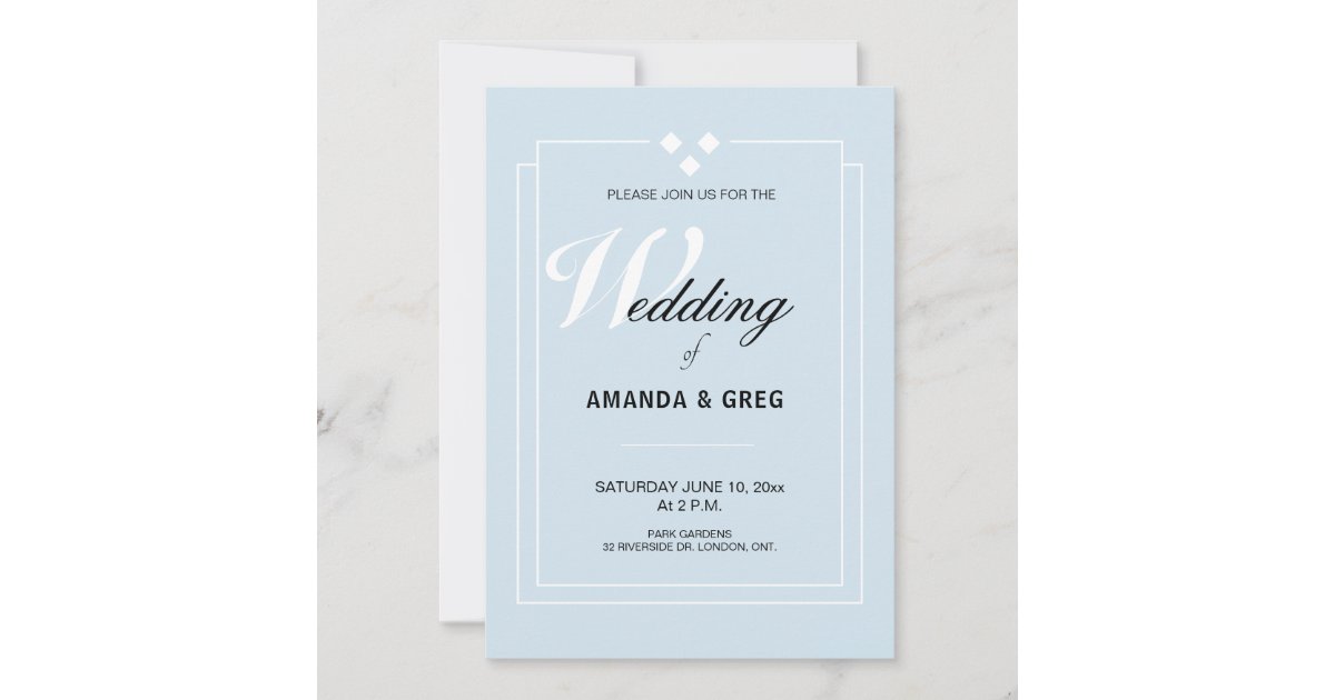 Powder Blue Wedding Invitation | Zazzle