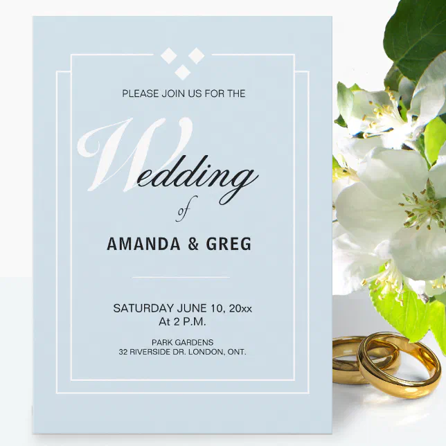 Powder Blue Wedding Invitation | Zazzle
