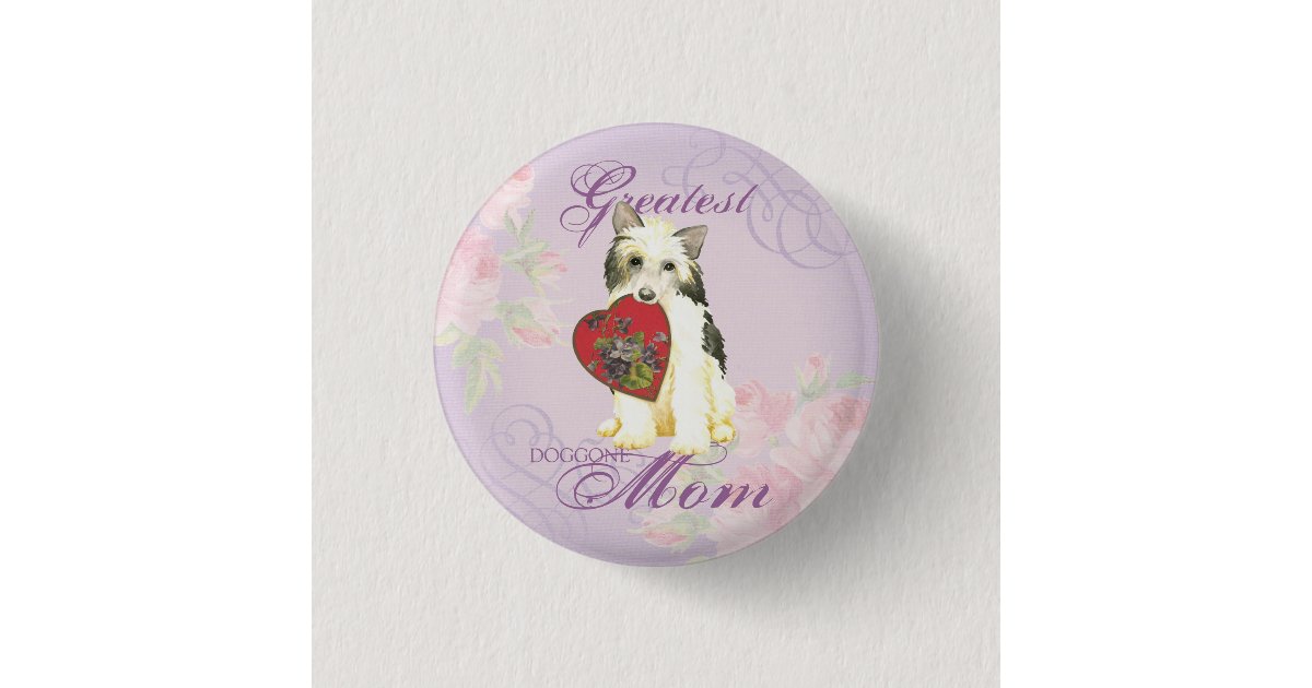 Powderpuff Heart Mom Button | Zazzle