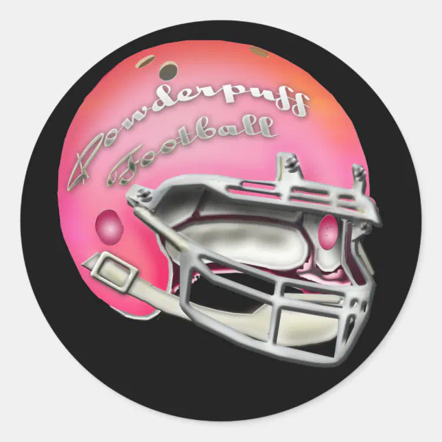 Powderpuff Pink Football Helmet Classic Round Sticker | Zazzle