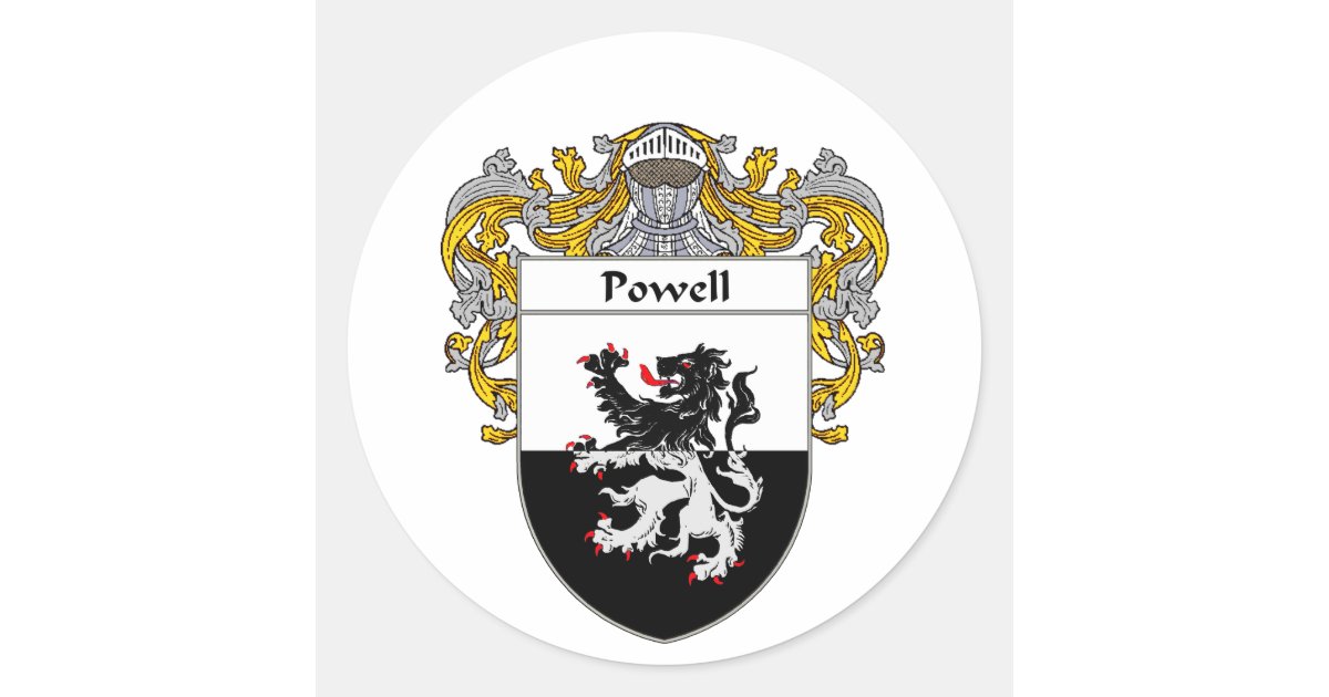Powell Coat of Arms (Mantled) Classic Round Sticker | Zazzle