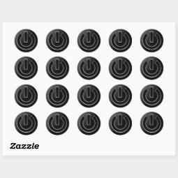 POWER Button Classic Round Sticker, Glossy, Small Classic Round Sticker ...