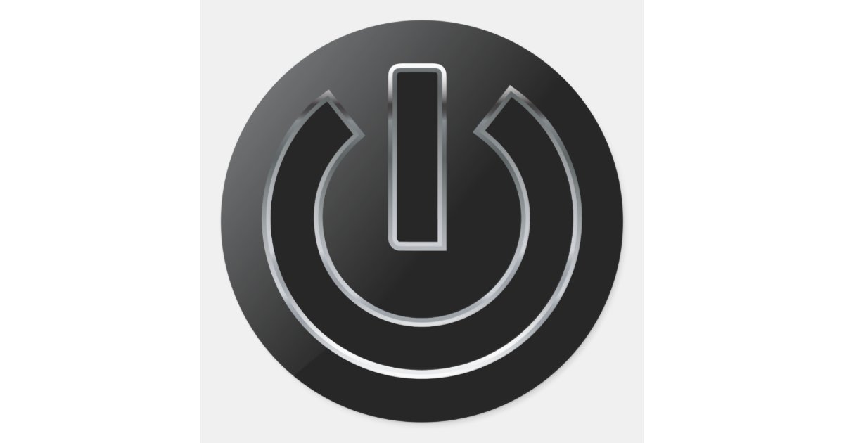 POWER Button Classic Round Sticker, Glossy, Small Classic Round Sticker ...