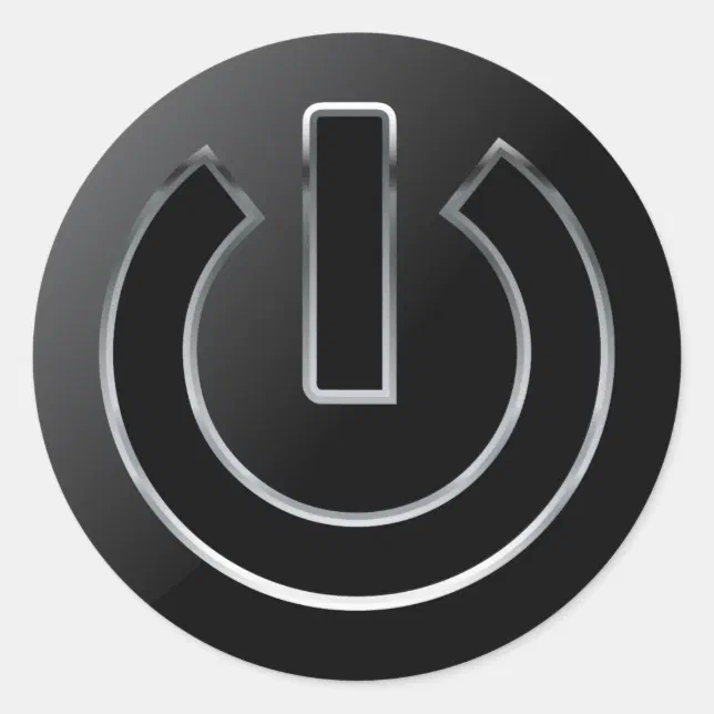POWER Button Classic Round Sticker, Glossy, Small Classic Round Sticker ...