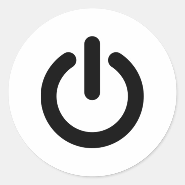 Power Button Symbol Classic Round Sticker | Zazzle