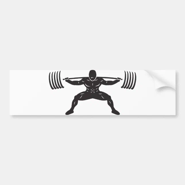 "POWER LIFTING" Sumo Power Squat Illustration Bumper Sticker | Zazzle