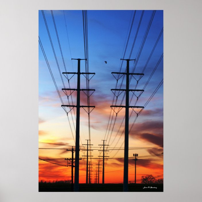 Power Line Sunset Poster Print | Zazzle.com