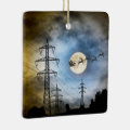 Power Lines, Santa and Full Moon Christmas Ceramic Ornament | Zazzle
