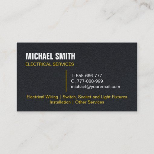 Power Plug Logo Electrician Electrical Texture Business Card | Zazzle