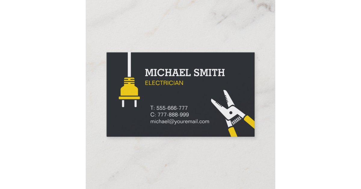 Power Plug Wire Cutter Electrician Business Card | Zazzle