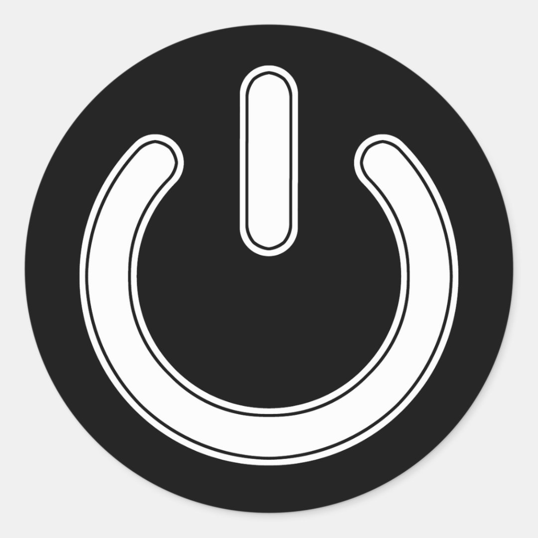 Power Symbol (Black and White) Classic Round Sticker | Zazzle