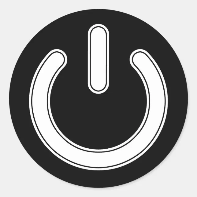 Power Symbol (Black and White) Classic Round Sticker | Zazzle