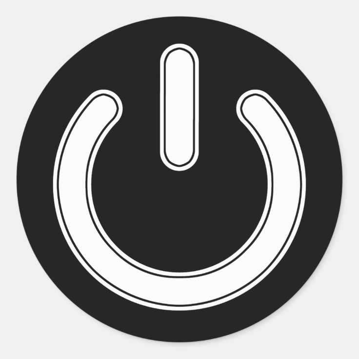 Power Symbol (Black and White) Classic Round Sticker | Zazzle