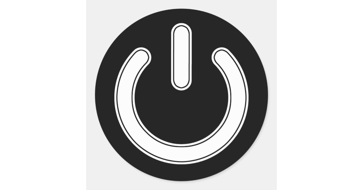 Power Symbol (Black and White) Classic Round Sticker | Zazzle