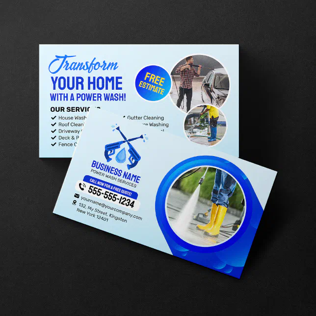 Power Wash House Cleaning Pressure Washing Business Card | Zazzle