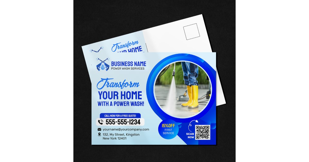 Power Wash House Cleaning Pressure Washing Postcard | Zazzle