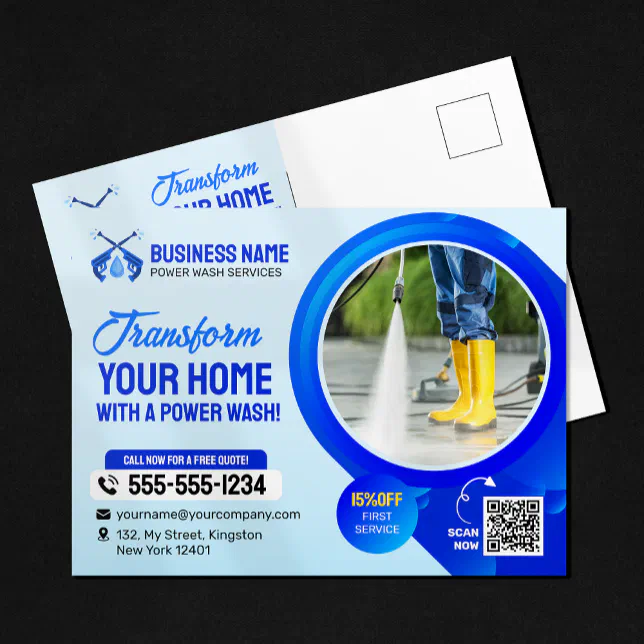 Power Wash House Cleaning Pressure Washing Postcard | Zazzle