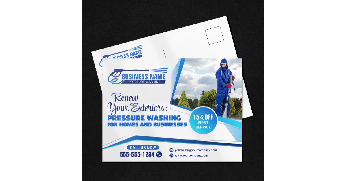 Power Wash Pressure Washing House Cleaning Service Postcard | Zazzle