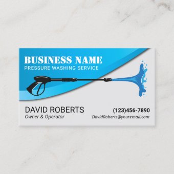 Power Wash Pressure Washing Modern Blue Cleaning Business Card | Zazzle