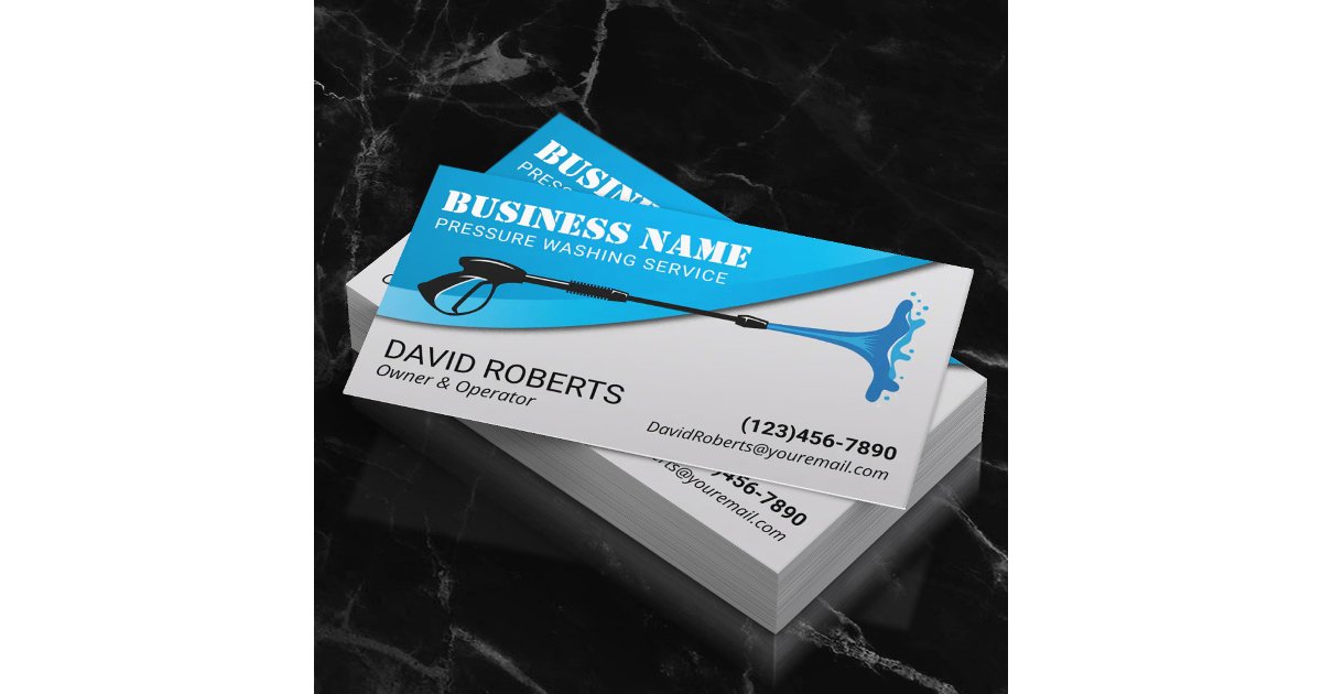 Power Wash Pressure Washing Modern Blue Cleaning Business Card | Zazzle