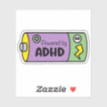 Powered by ADHD | Purple & Green Battery Sticker | Zazzle